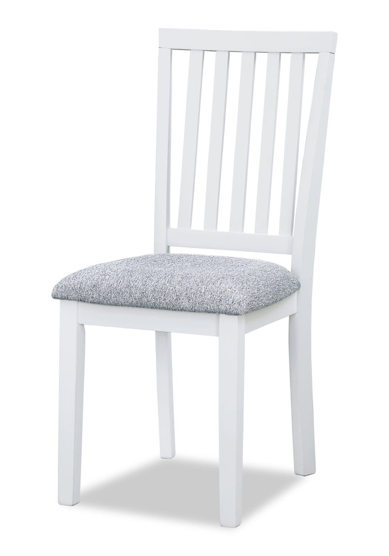 Bryn Dining Chair with Fabric Seat, Slat-Back – White and Grey - The Brick