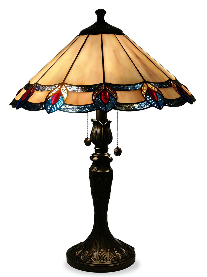 Magnolia Table Lamp with Tiffany Glass Shade – Antique Bronze - The Brick