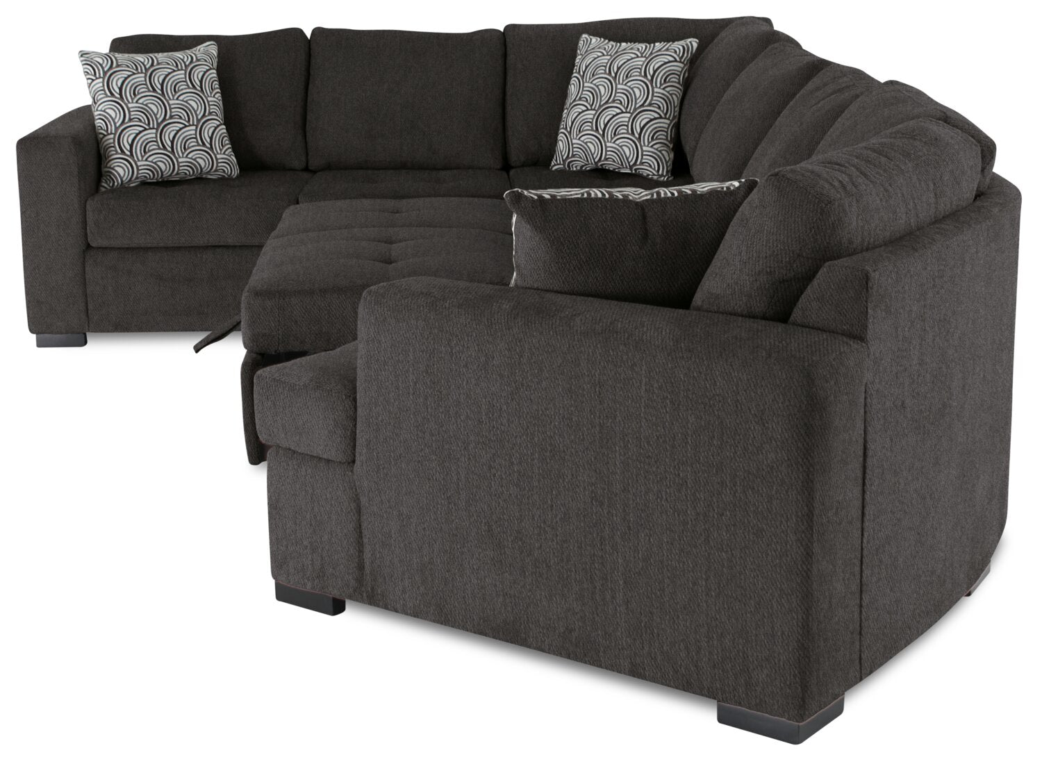 Legend 3-Piece Right-Facing Chenille Cuddler Sleeper Sectional - Pe ...