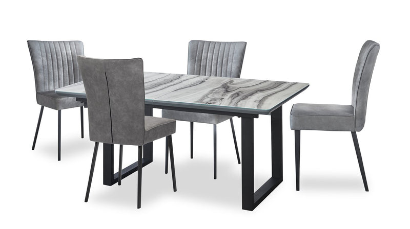 Ezra 5pc Dining Package with 63-79"W Extension Table & 4 Chairs - F ...
