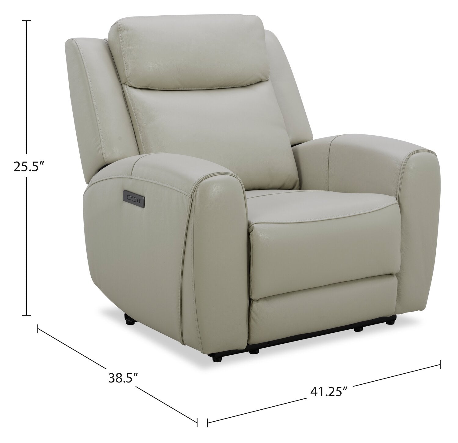 Reign 41.25" Top-Grain Genuine Leather Power Reclining Chair with U ...