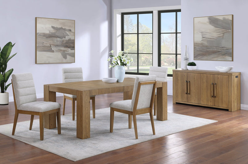 Lotus 5pc Dining Set with Table & 4 Fabric Chairs, Wood, 82"W - Nat ...