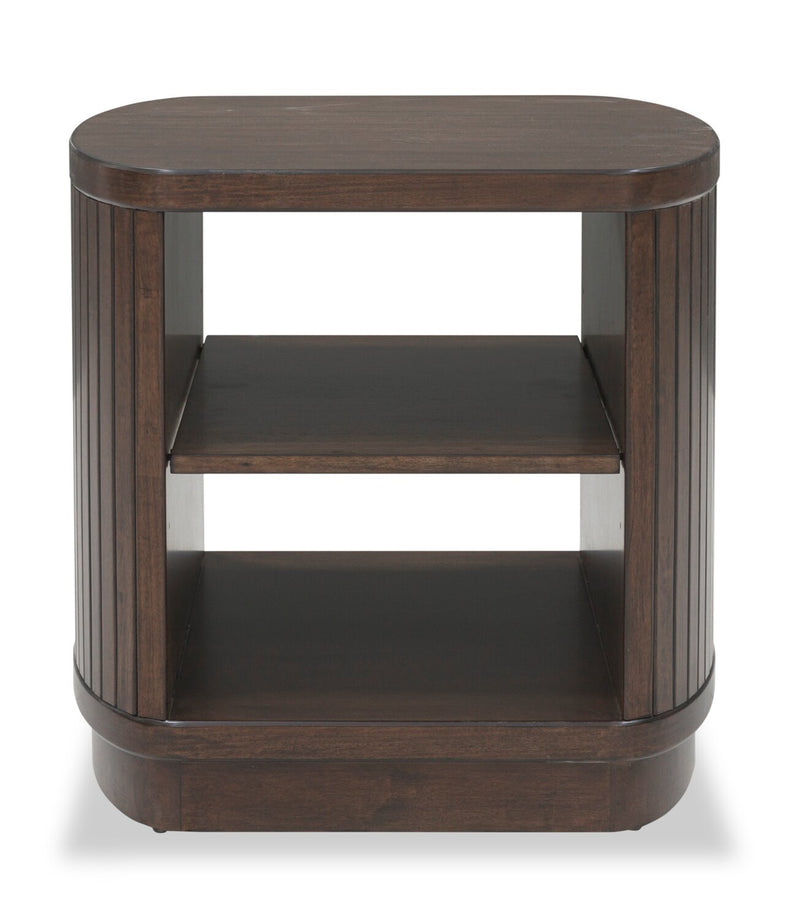 Vernon 25” Modern Solid Wood End Table with 2 Shelves - Dark Brown ...