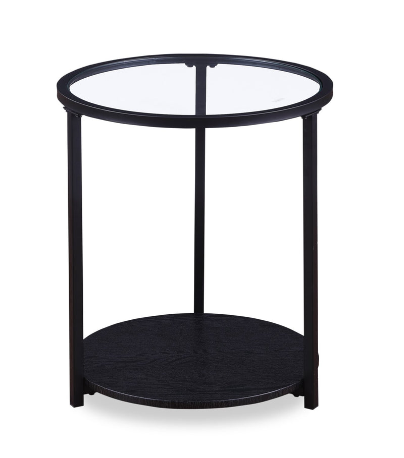 Kendal 20" Modern Round Glass Top End Table - Black - The Brick