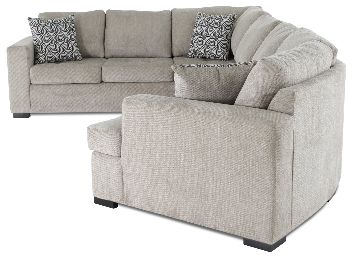 Legend 3-Piece Right-Facing Chenille Cuddler Sleeper Sectional - Pl ...