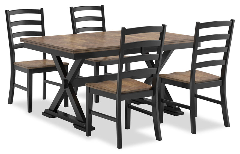 Raven 5pc Dining Package with 60-78"W Extension Table & 4 Chairs ...