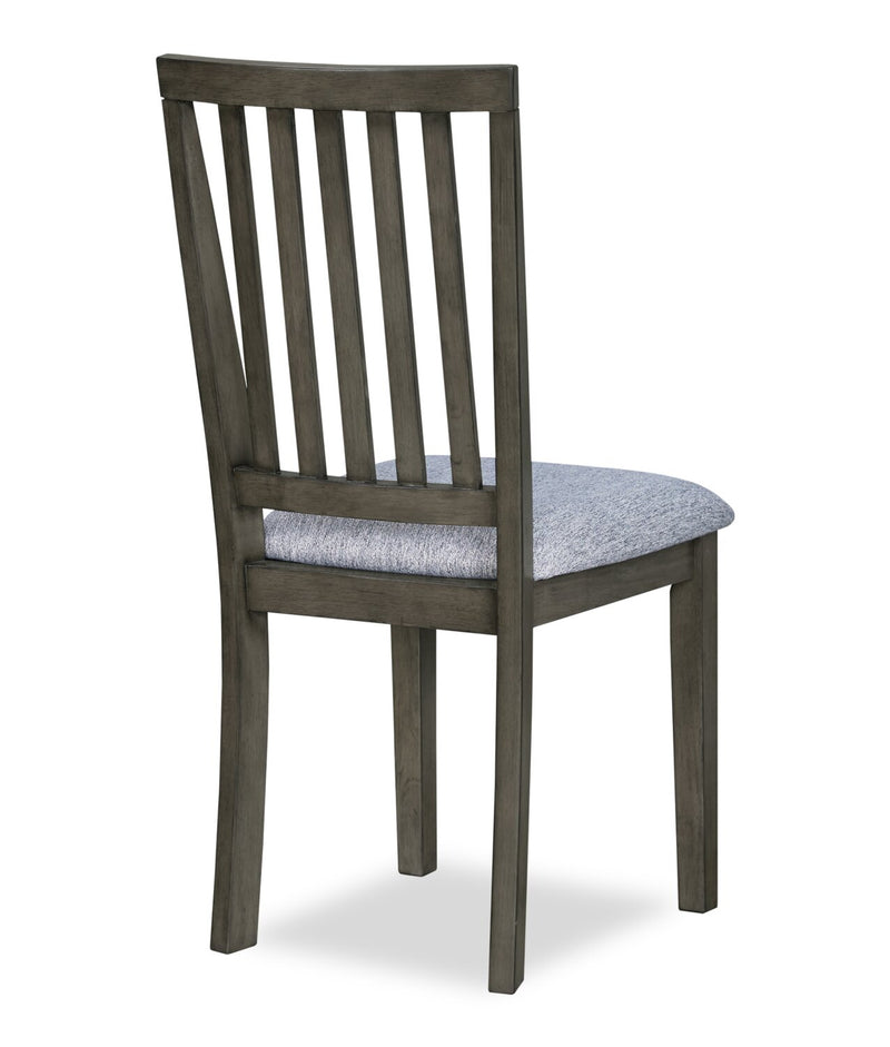 Bryn Dining Chair with Fabric Seat, Slat-Back - Dark Grey - The Brick