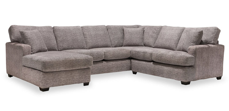 Made in Canada Luxe 3-Piece Left-Facing Fabric Sectional with Remov ...