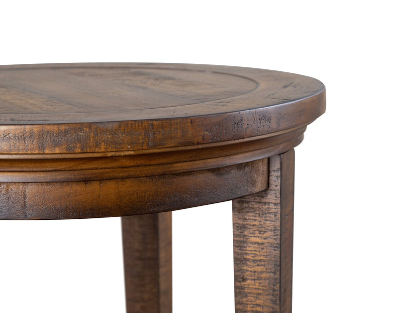 Hanson 18” Round Traditional Pine End Table - Toasted Nutmeg - The Brick