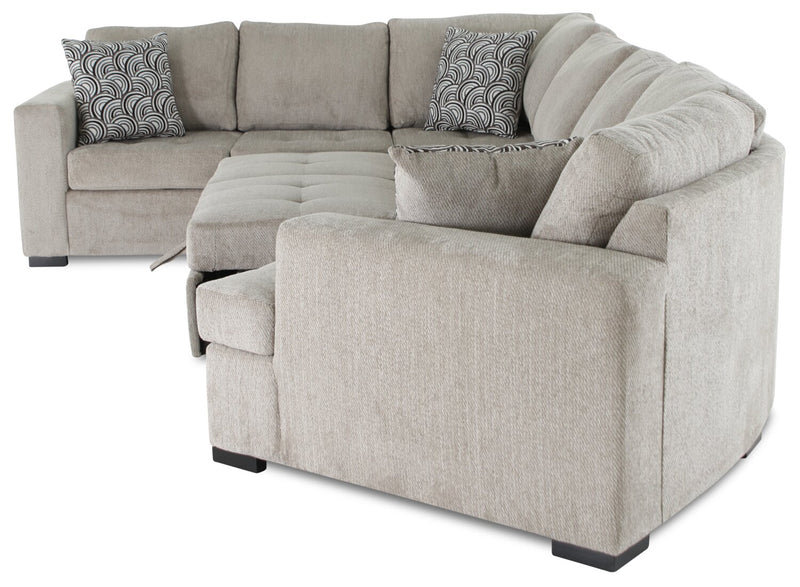 Legend 3-Piece Right-Facing Chenille Cuddler Sleeper Sectional - Pl ...