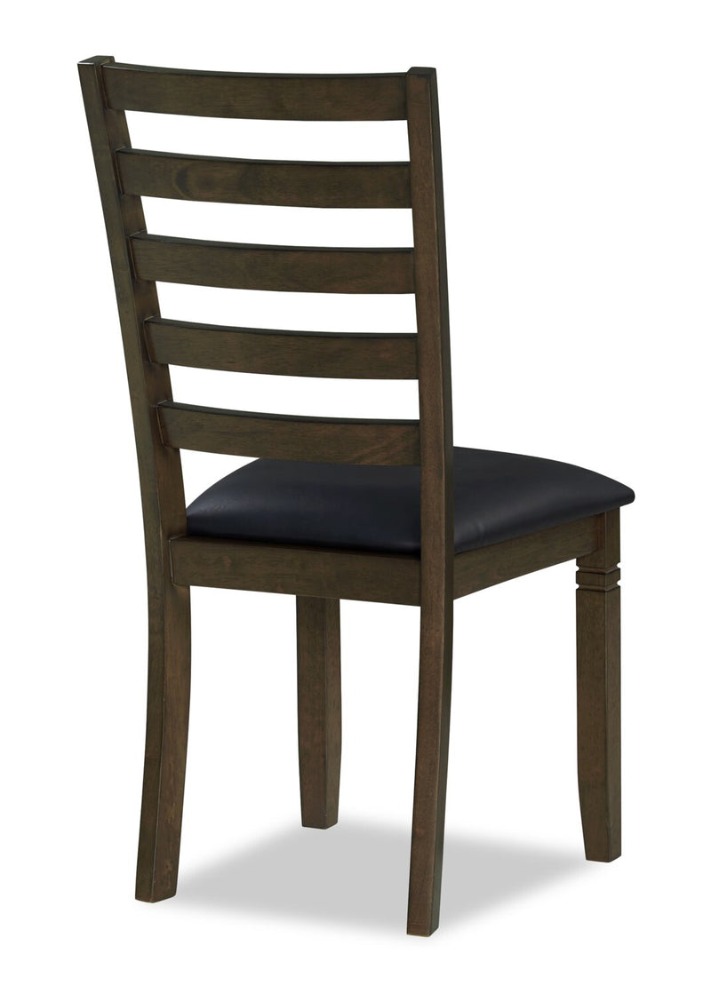 Devon Dining Chair with Vegan Leather Fabric, Wood - Dark Brown - The Brick