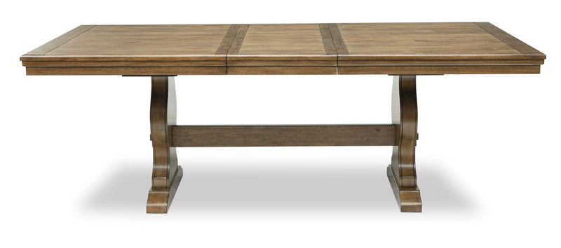 Clara Dining Table with 68-86"W Extension, Trestle Base - Brown - The Brick