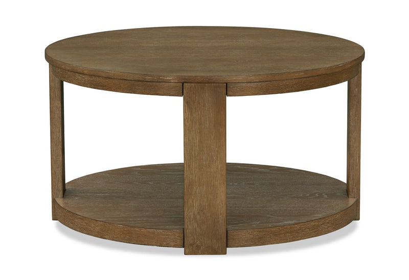 Declan 31.5" Modern Round Coffee Table with Casters – Natural Wood ...