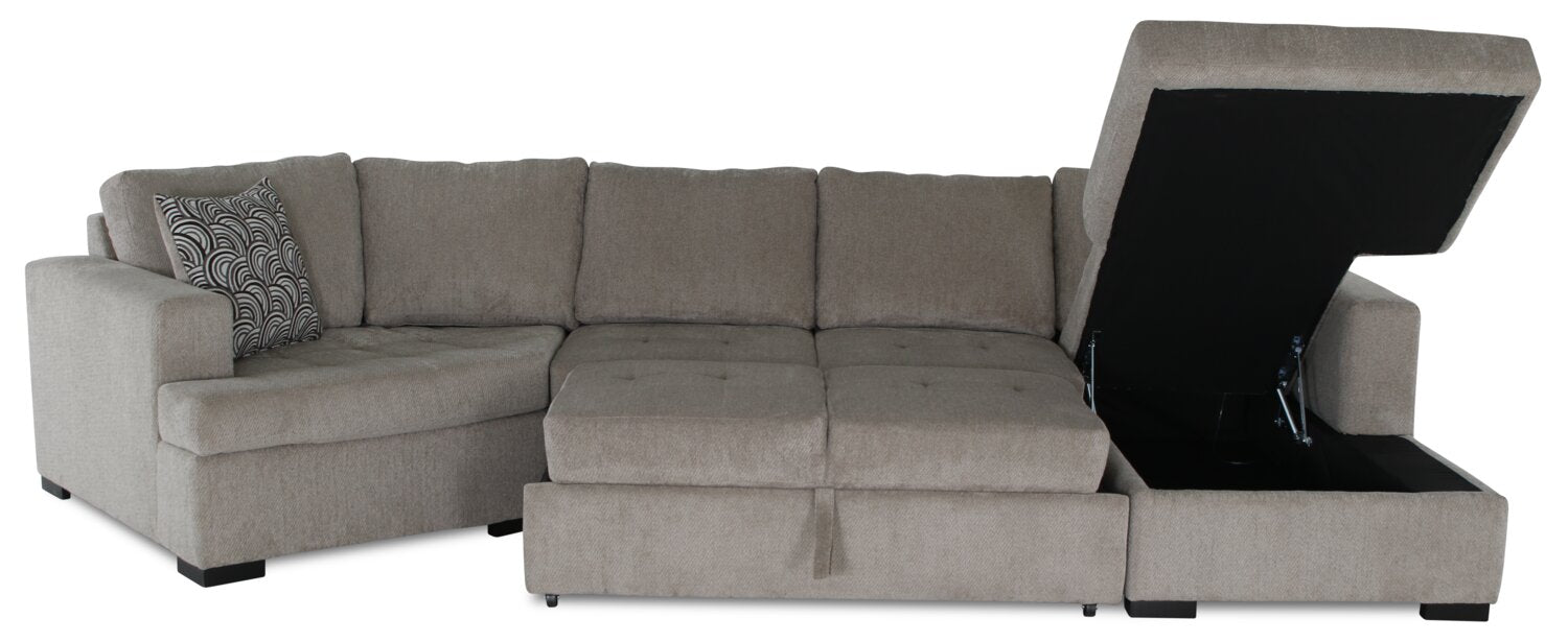 Legend 3-Piece Left-Facing Chenille Cuddler Sleeper Sectional with ...