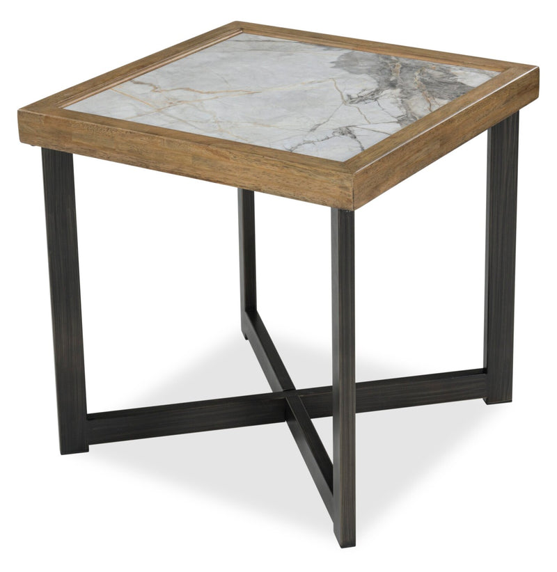 Marina 25” Contemporary End Table with Stone Tile - Natural - The Brick