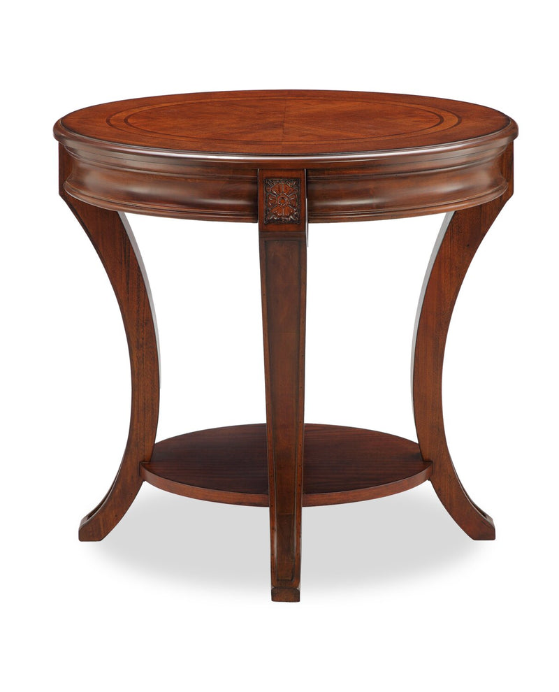 Kerwin 22" Traditional Round End Table with Shelf - Cherry - The Brick