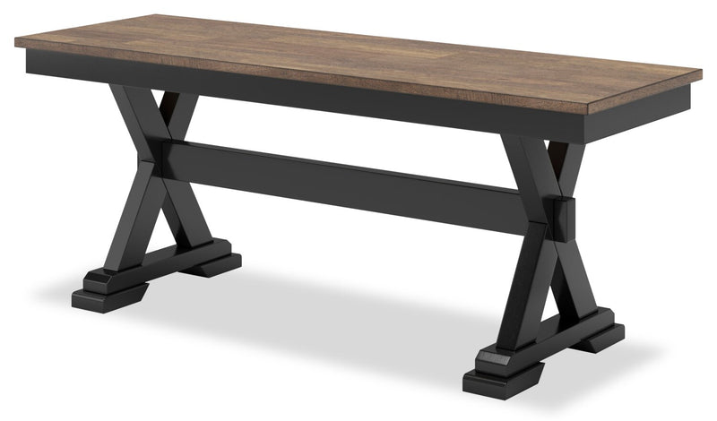 Raven Dining Bench, 48"W - Two-Tone Black & Brown - The Brick