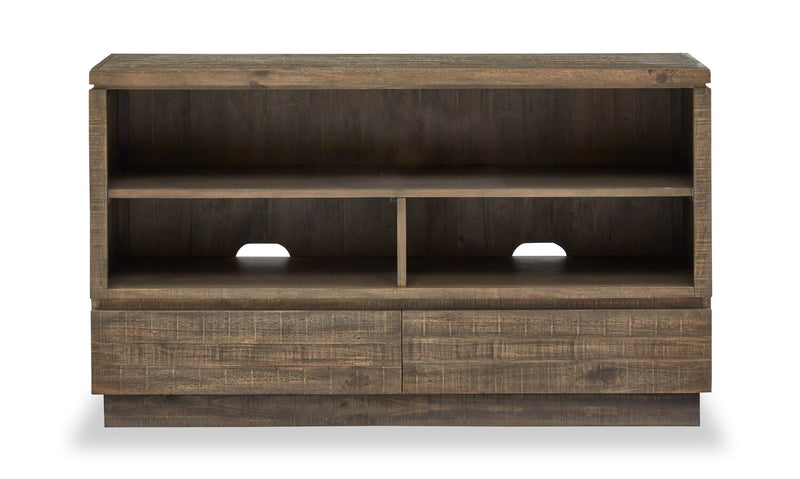 Elm 52” Rustic Pine Sofa Table with Storage and Cable Management ...