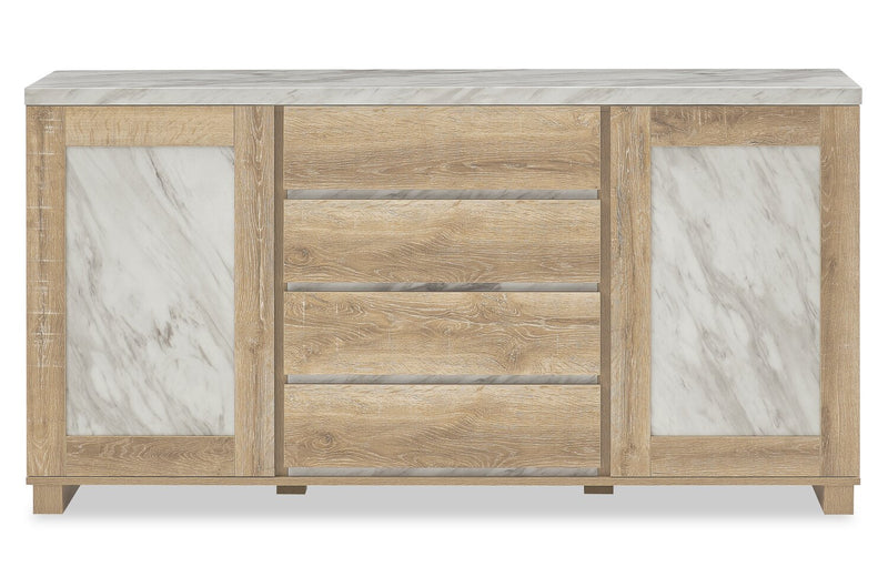 Vega Dining Server with Storage & 4 Drawers, Marble Look, 66"W - Na ...