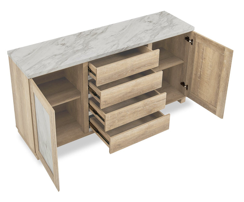 Vega Dining Server with Storage & 4 Drawers, Marble Look, 66"W - Na ...