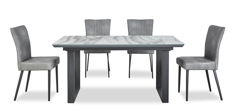 Ezra 5pc Dining Package with 63-79"W Extension Table & 4 Chairs - F ...