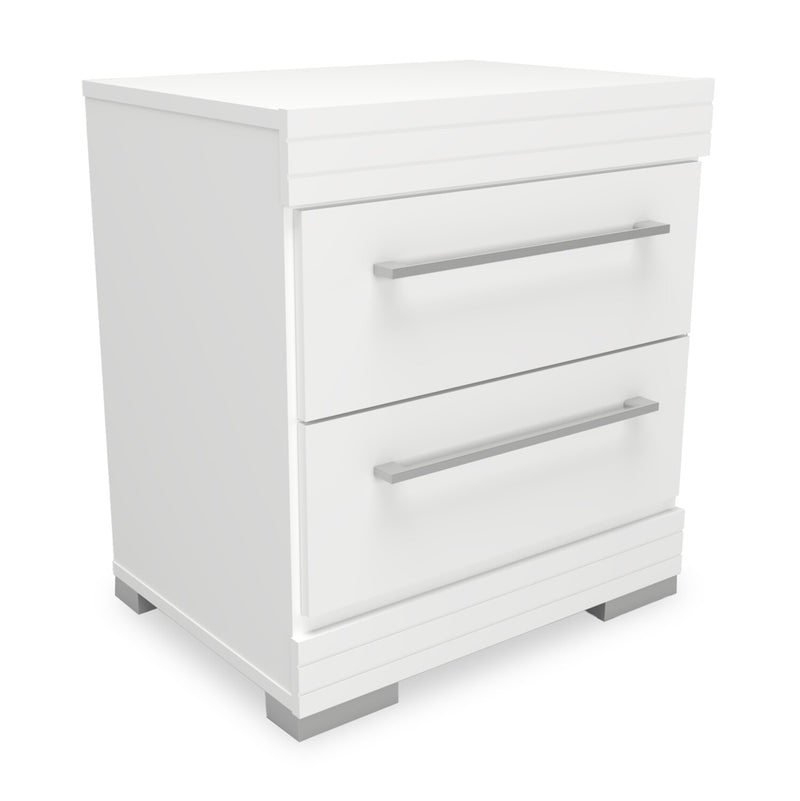 Riley Bedside 2-Drawer Nightstand, 21"W x 24"H, Made in Canada - White ...
