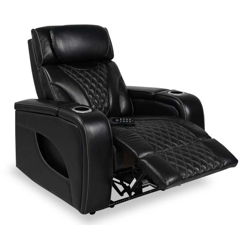 Elite 38" Genuine Leather Massage Power Reclining Chair with Power ...