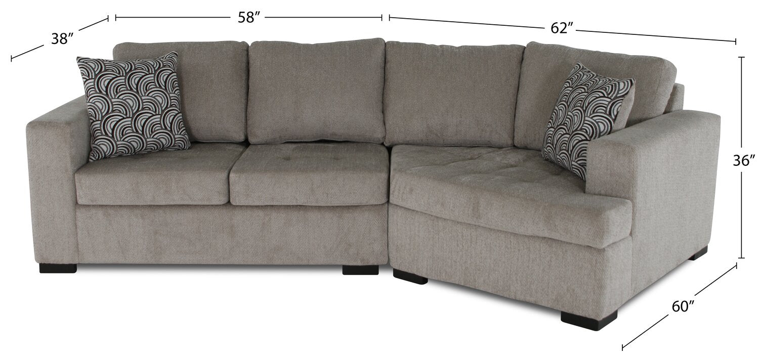 Legend 2-Piece Right-Facing Chenille Cuddler Sectional - Platinum | The ...