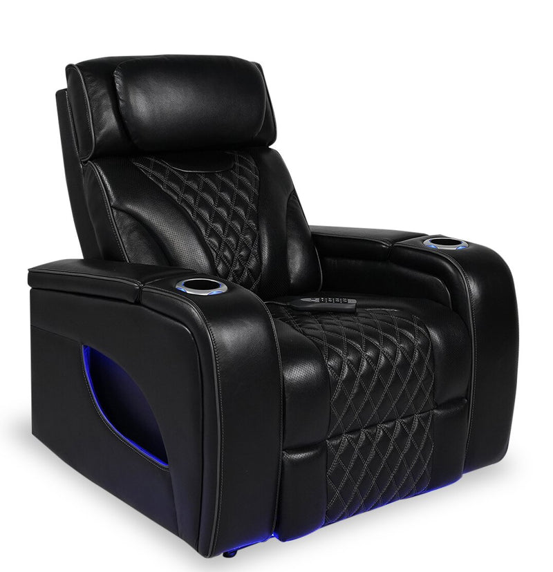 Elite 38" Genuine Leather Massage Power Reclining Chair with Power ...