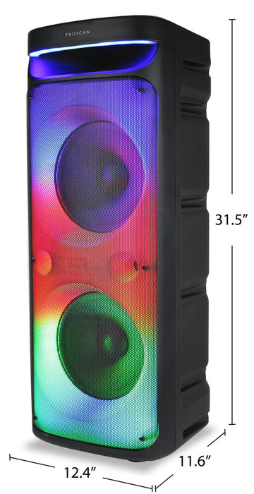 Proscan 2 x 10" Light Up Bluetooth Speaker with FM Radio | The Brick