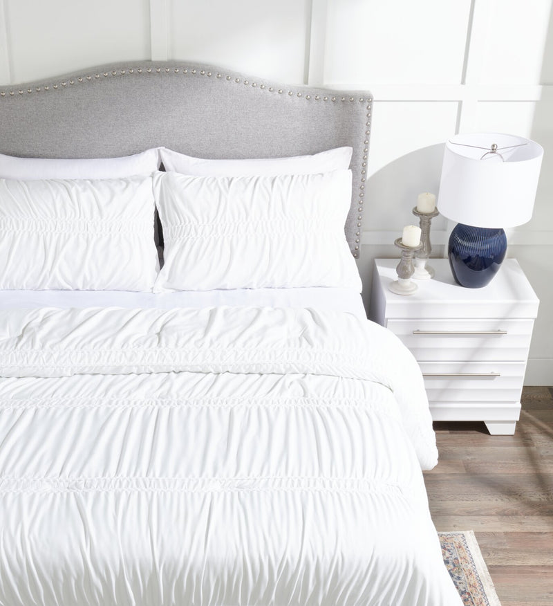 Rhodes 3-Piece King Comforter Set - White - The Brick