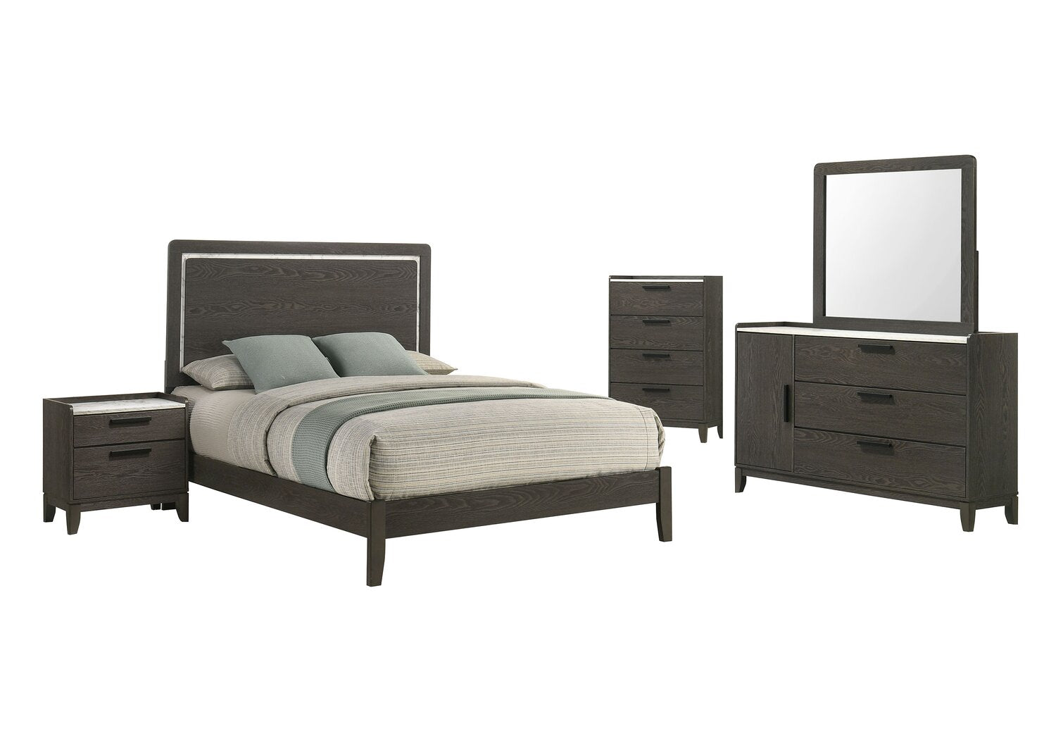 Sable Queen Bed - Dark Grey - The Brick