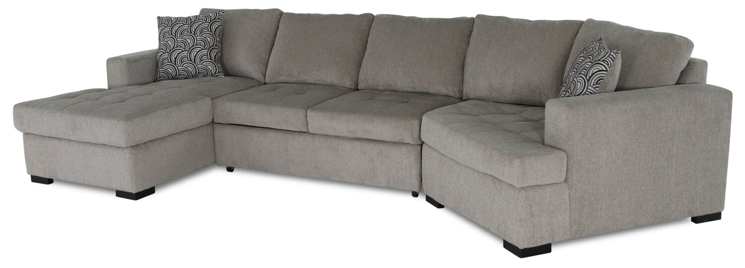 Legend 3-Piece Right-Facing Chenille Cuddler Sleeper Sectional with ...