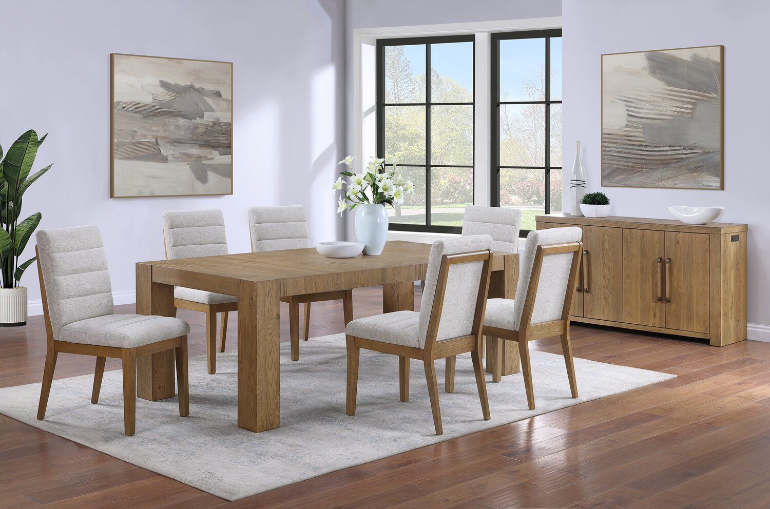 Lotus Dining Table, 82"W, Wood - Natural - The Brick