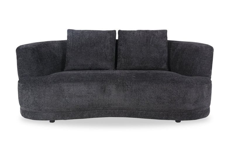 Moon 78" Fabric Curved Loveseat with Accent Pillows - Wooly Raven B ...