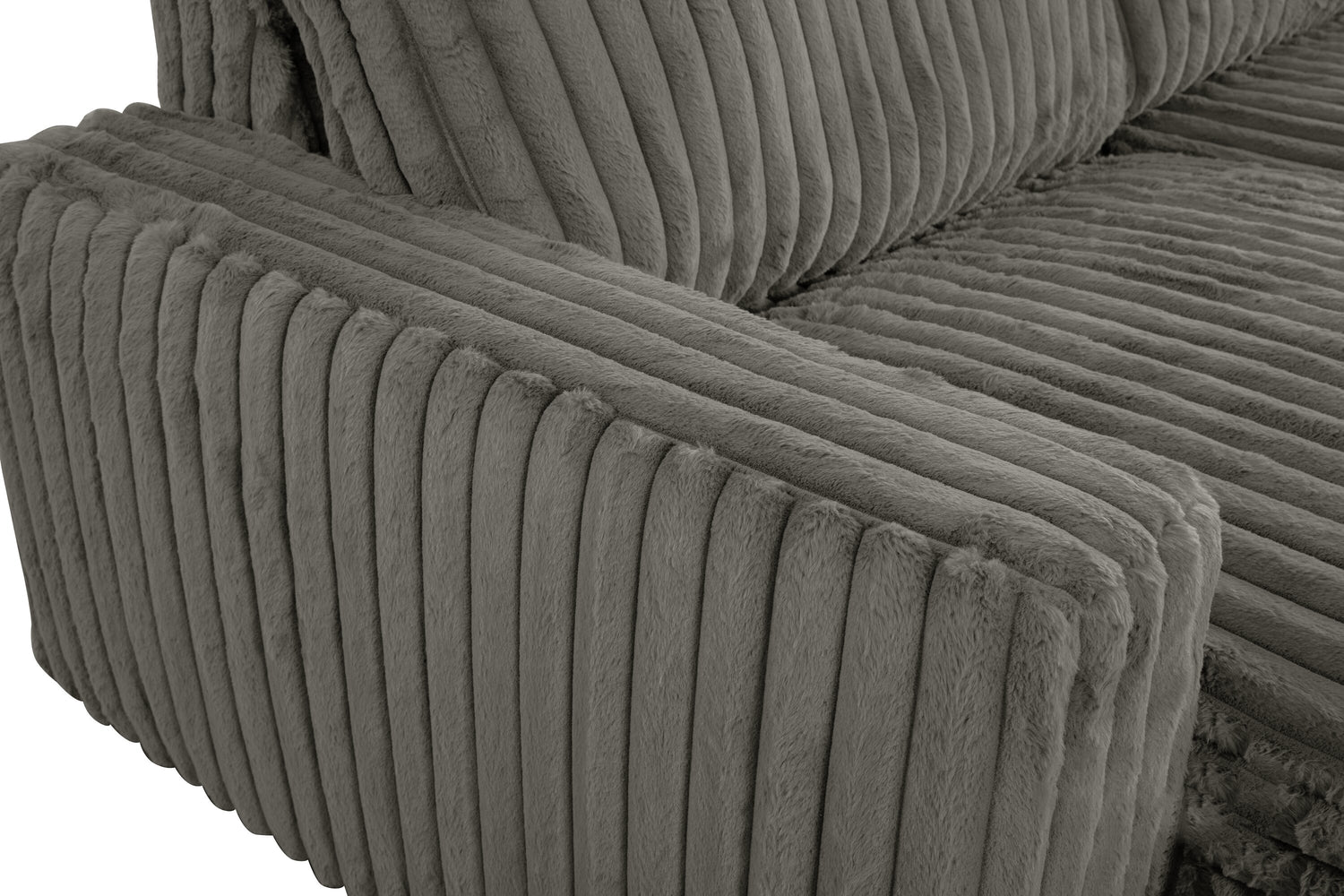 Stratus 108" Grey Faux Fur Fabric Full-Size Sofa Bed with Power Sli ...