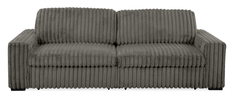 Stratus 108" Grey Faux Fur Fabric Full-Size Sofa Bed with Power Sli ...