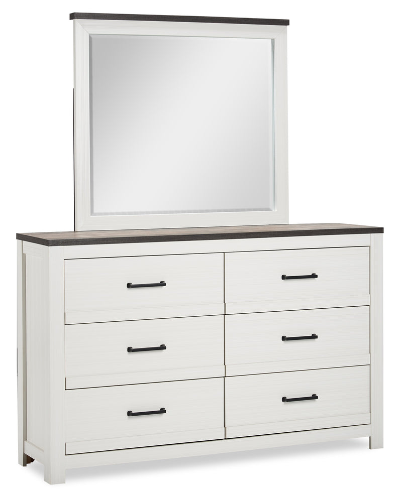 Zoey Bedroom 6-Drawer Dresser, 58.3"W x 37.1"H - Two-tone White & B ...