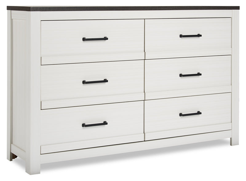 Zoey Bedroom 6-Drawer Dresser, 58.3"W x 37.1"H - Two-tone White & B ...