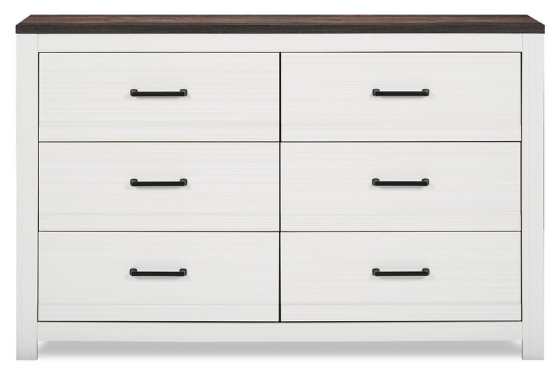 Zoey Bedroom 6-Drawer Dresser, 58.3"W x 37.1"H - Two-tone White & B ...