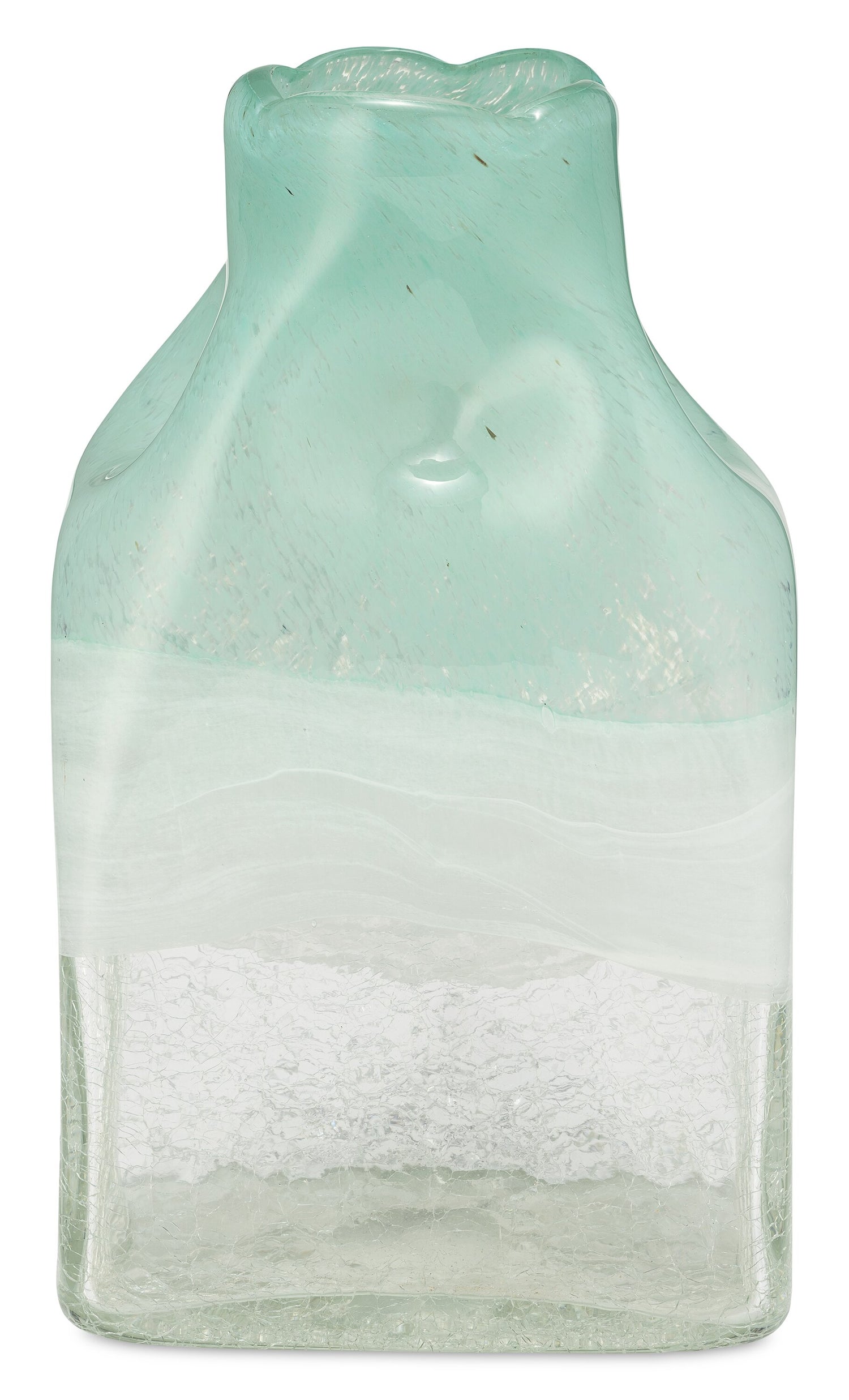 Aqua Haze 10" Glass Bottle Vase - The Brick