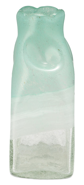 Aqua Haze 10" Glass Bottle Vase - The Brick