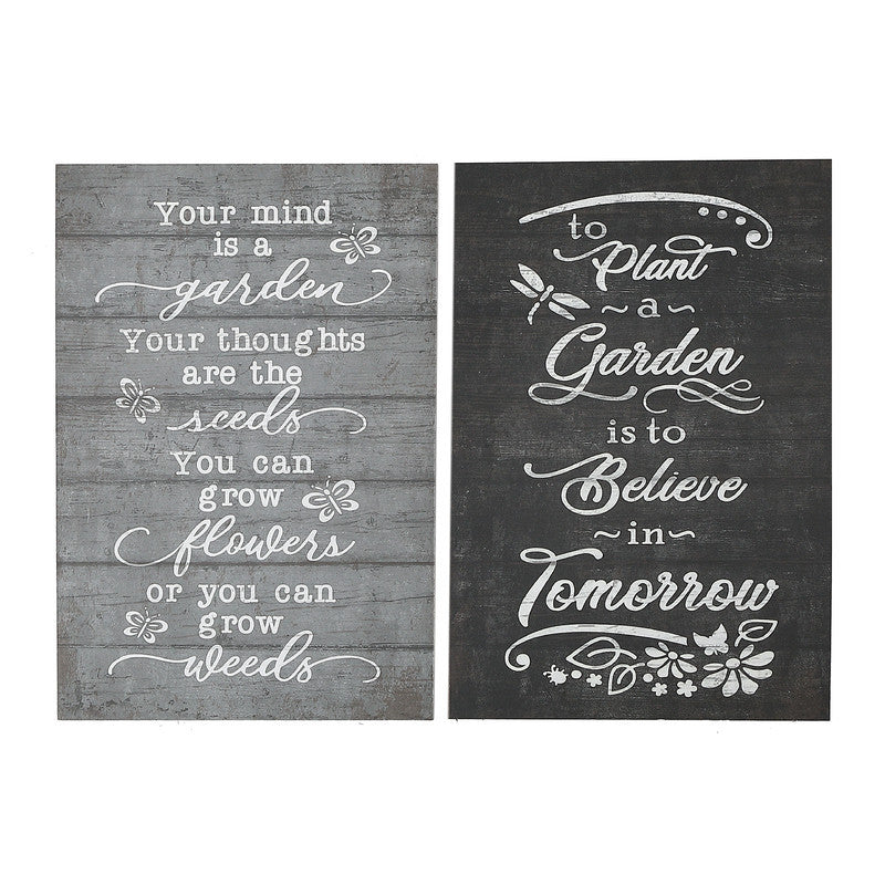 Wood Wall Sign Inspirational Garden Quote - Set of 2 - The Brick