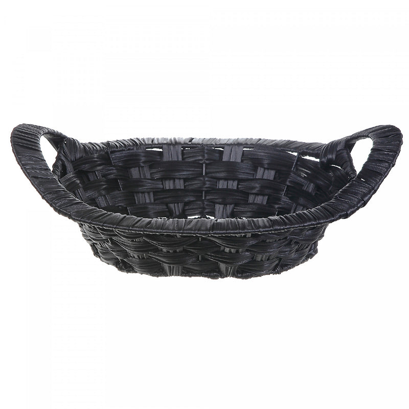 Black Weave Basket with Handle Oval 14 x 11 - Set of 2 Storage - The Brick
