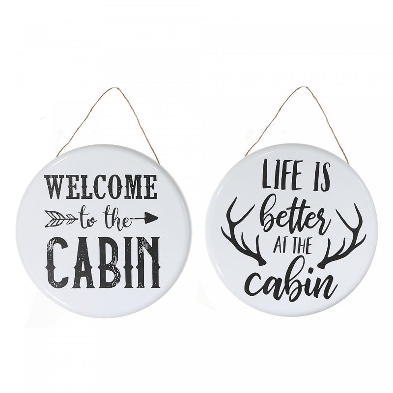 Round Metal Wall Sign Cabin - Set of 2 - The Brick