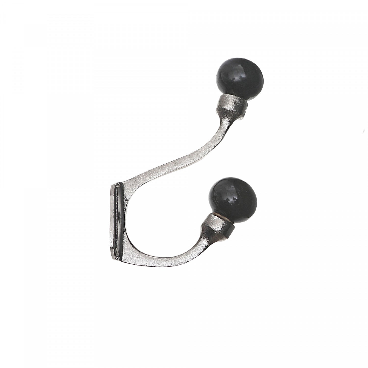 Iron Hook with Ceramic Black Knob Nickel - Set of 4 Hooks - The Brick