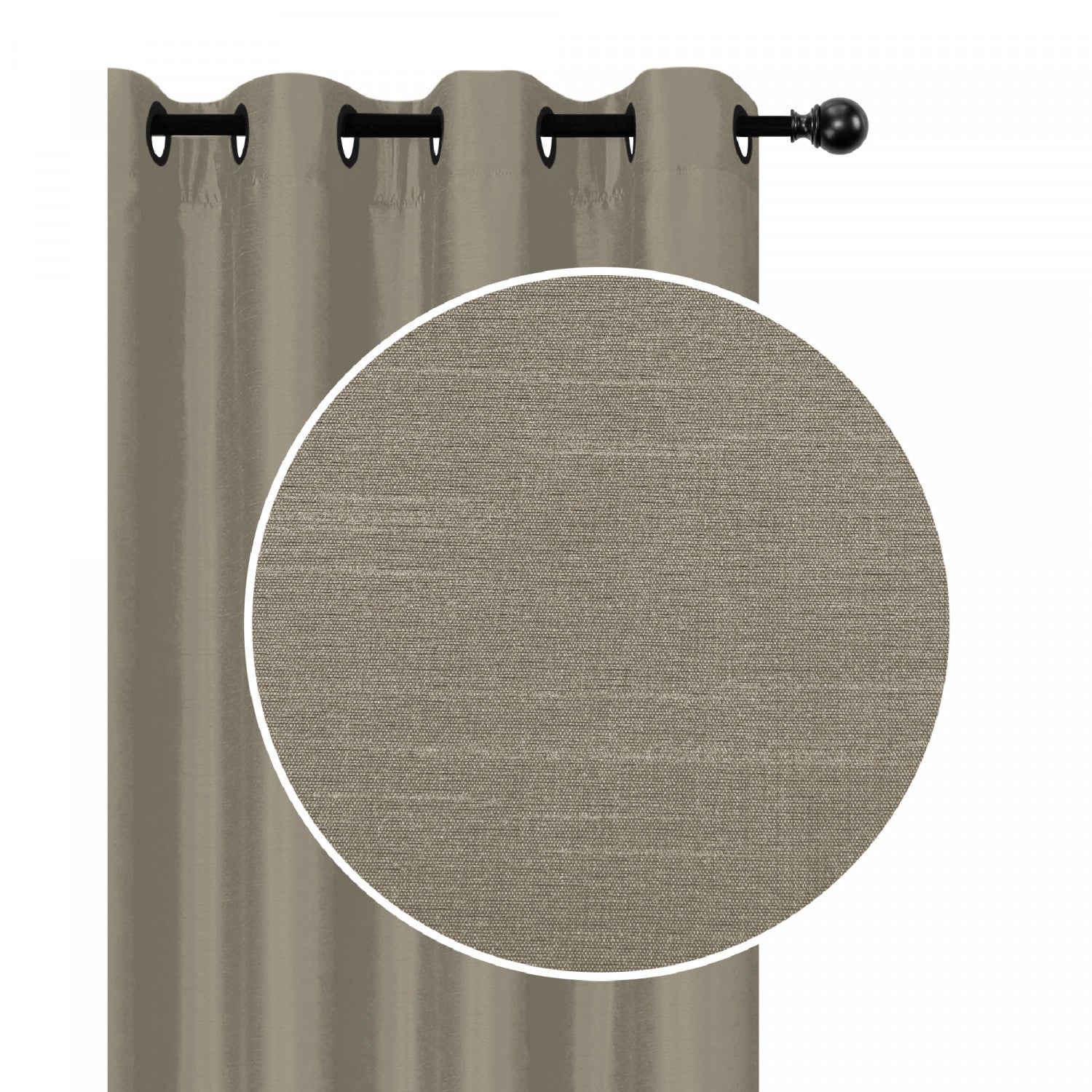Faux Silk Panel With 8 Grommets Taupe - Set of 2 Drapes and Blinds ...