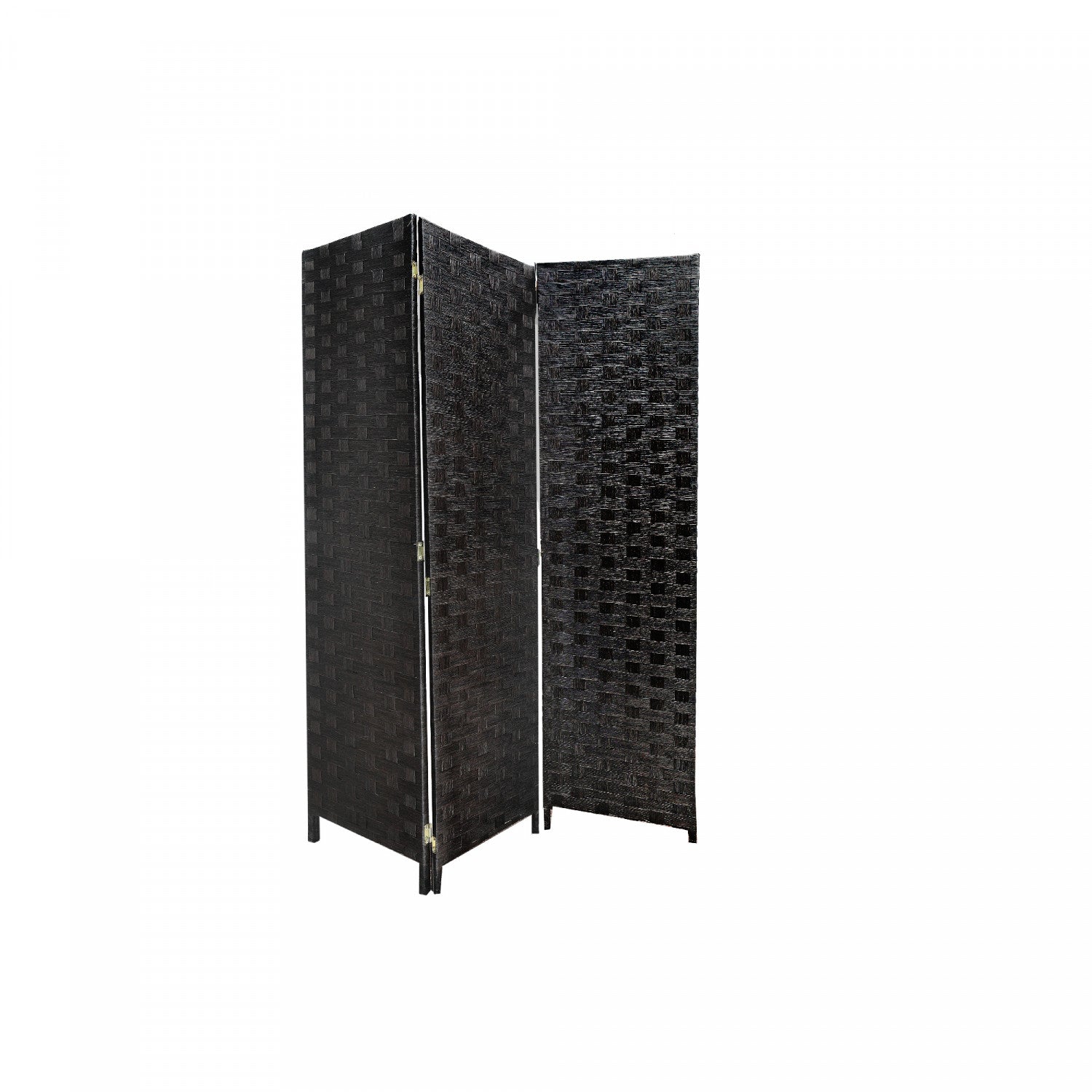 3 Panel Woven Bamboo Screen Black - The Brick