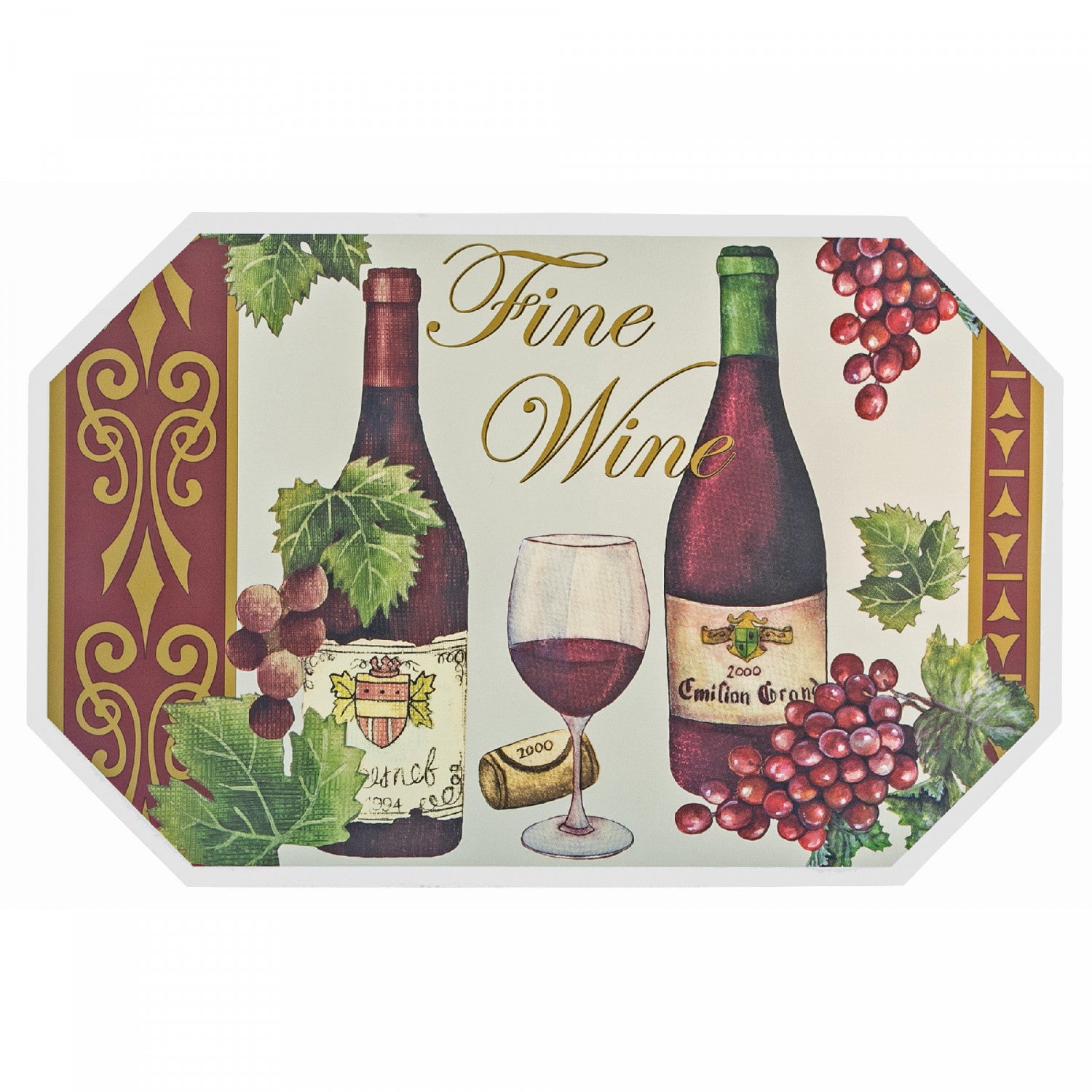 Plastic Placemat Octagon Fine Wine - Set of 12 - The Brick