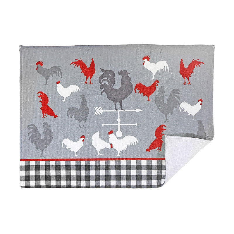 Microfibre Drying Mat Farmhouse Rooster - Set of 2 - The Brick